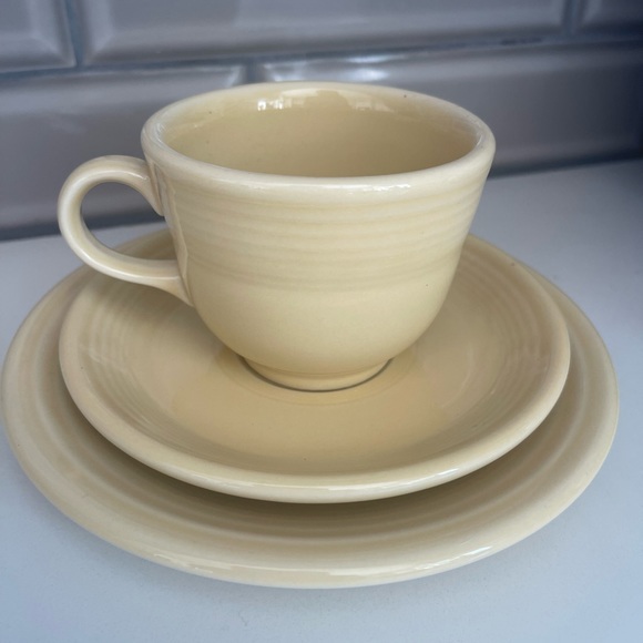Fiestaware | Dining | Fiestaware Fiesta Teacup Saucer Plate Ivory Lot ...